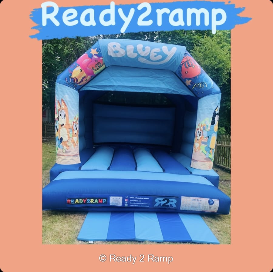 Bluey Themed (Blue Bouncy Castle) Size: 13ft Wide x 18ft Long x 9.5ft ...
