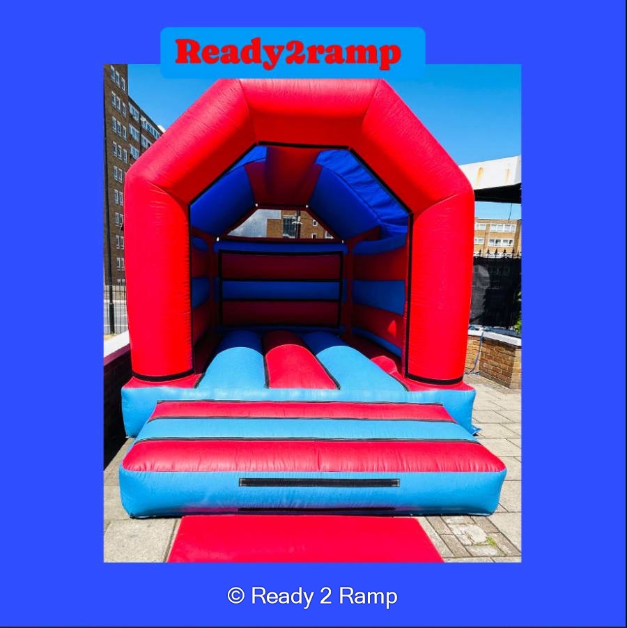 Plain Red & Blue Based Bouncy Castle Size: 12ft Width x 15ft Length x 9 ...